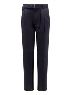 TONYWACK Linen Blend Pleated Trousers - Blue