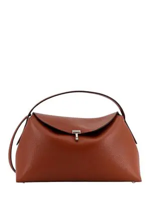 TOTEME T-lock Suede Shoulder Bag Brown