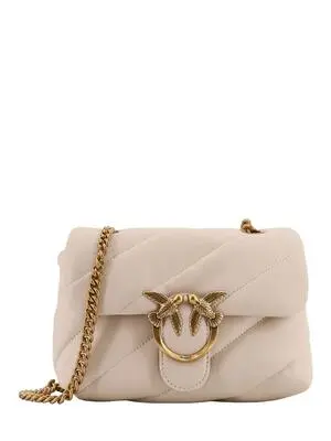 Pinko Love Puff Mini Quilted Leather Crossbody Bag - White