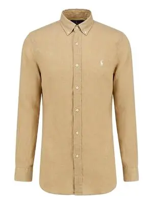 Polo Ralph Lauren Linen Shirt With Logo Embroidery - Beige
