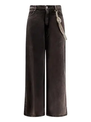 Pinko Lauryn Bull Denim Jeans With Removable Jewel Rope - Black