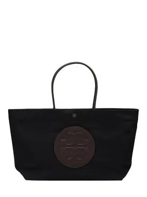 Tory Burch Ella Twist Nylon Shoulder Bag With Logo Patch - Black