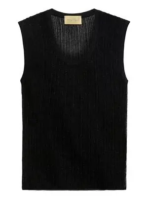 Momoni Takoda Round-neck Ribbed Top - Black