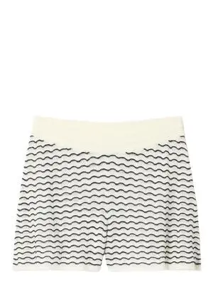 HOUSE OF DAGMAR Lace Knit Mini Shorts - White Black