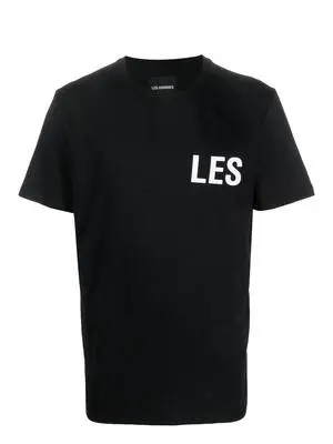 LES HOMMES Logo-print Short-sleeve T-shirt - Black