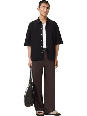 ALLSAINTS Stallone Oversized Short Sleeve Shirt - Black