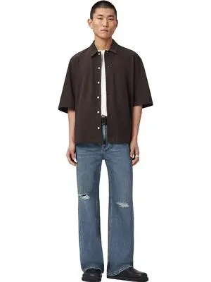 ALLSAINTS Stallone Oversized Short Sleeve Shirt Brown