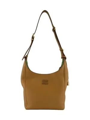 Miu Miu Calf Leather Hobo Bag - Beige