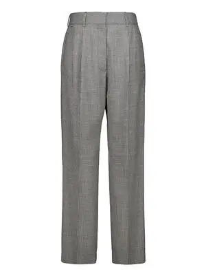 BLAZÉ MILANO Houndstooth Virgin Wool Straight-leg Pants - Black
