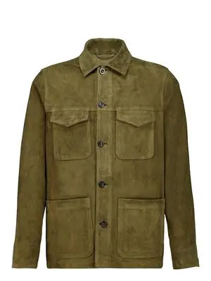 Boglioli Suede Utility Shirt Jacket - Green