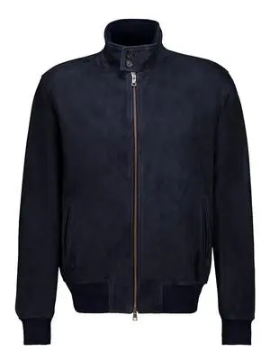 Boglioli Suede Leather Bomber Jacket - Blue