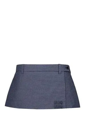 Miu Miu Checked Technical Fabric Mini Skort - Blue