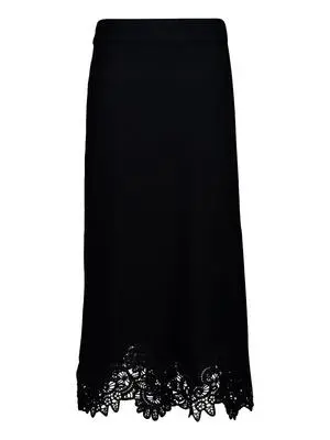 Zimmermann Luna Merino Lace Midi Skirt - Black