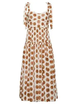 Cara Cara Faiza Midi Fit & Flare Dress - Celeste Spot Ginger | Editorialist