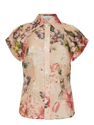Cara Cara Printed Button-down Shirt - Margaux Bloom Ginger