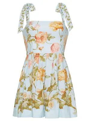 Cara Cara Tula Mini Fit-and-flare Dress - Lockwood Flora Sky