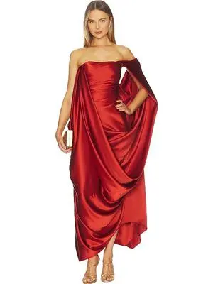 Alejandra Alonso Rojas Draped Overlay Gown - Rust