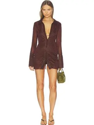 Oseree Lumiere Slim Shirt Dress - Chocolate