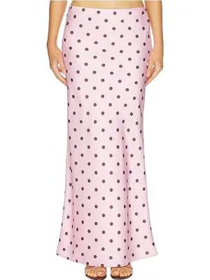 RUNAWAY THE LABEL Blaine Maxi Skirt - Musk & Choc Polka Dot