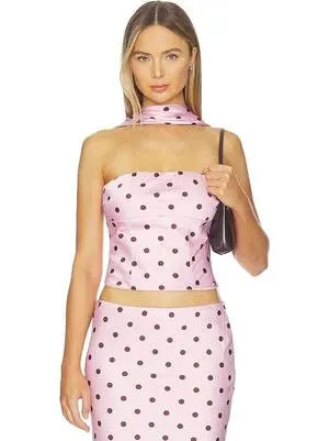 RUNAWAY THE LABEL Blaine Top Musk & Choc Polka Dot