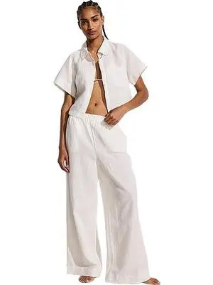 Victoria's Secret Swim Beachwear Linen Pants - White,ivory
