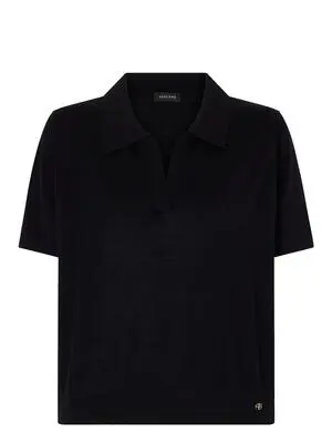 ANINE BING Merino Wool And Cashmere-blend Polo Shirt - Black