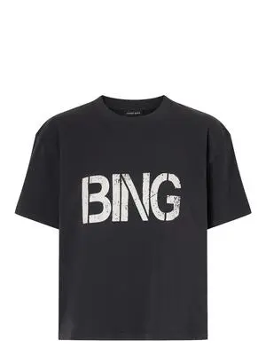 ANINE BING Walker Printed Cotton-jersey T-shirt - Black