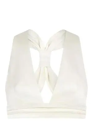VIOLANTE NESSI Adele Bow Detail Top Neutrals