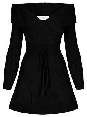 VIOLANTE NESSI Victoire Off-the-shoulder Mini Dress - Black