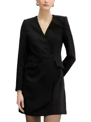 MORGAN V-neck Single-breasted Mini Dress - Black