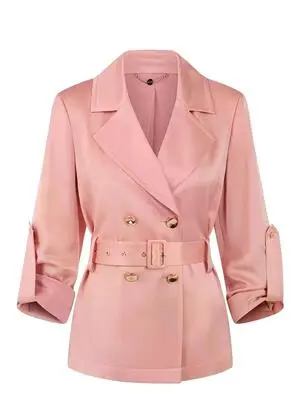 MARCCAIN Double-breasted Satin Blazer - Neutrals