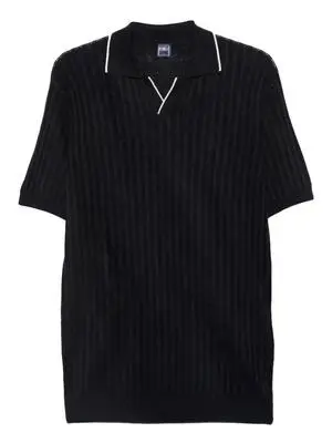 Fedeli Ribbed V-neck T-shirt - Blue