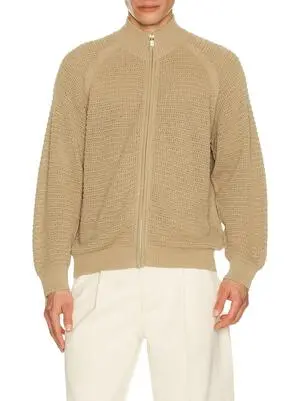 LE17SEPTEMBRE Open Knit Zip Up Cardigan - Beige
