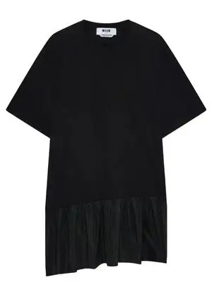MSGM Ruffled-Hem Mini Dress Black