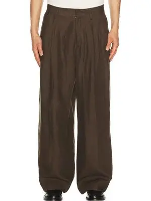 ERL Pleated Suit Trousers - Dark Brown
