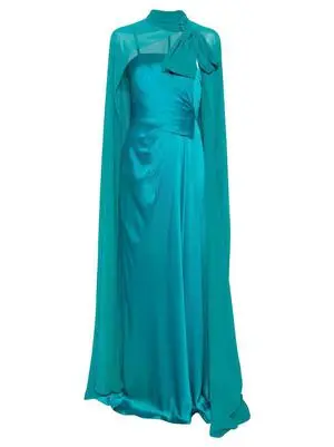 Rosa Clara Cape-effect Draped Gown - Blue