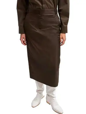 Tibi Belt-loop Midi Skirt - Brown