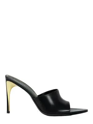 POTAMY Pointed Leather Mules - Black