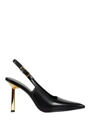 POTAMY Leather Pumps With Gold-tone Heel - Black