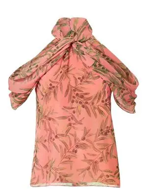 Carolina Herrera Olive Branch-print Halterneck Top - Pink