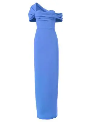 Carolina Herrera Draped Off-shoulder Gown - Blue