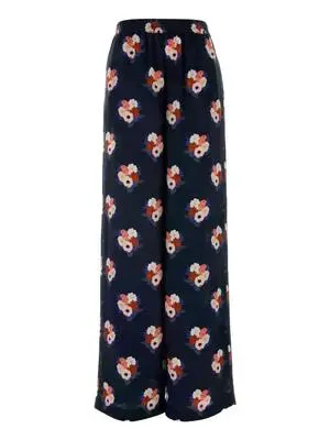 Fendi Floral-print Silk Palazzo Pants - Blue