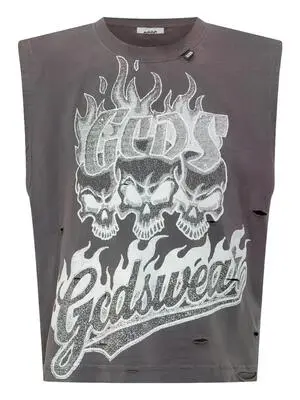 Gcds Distressed Riders Sleeveless T-shirt - Grey