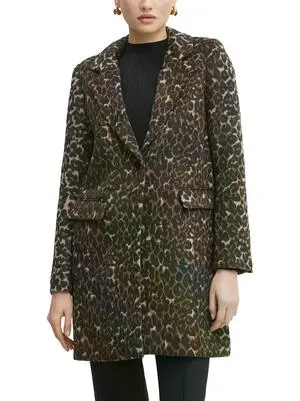 MORGAN Leopard-print Coat - Black