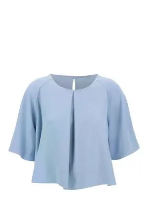 KAOS Pleated Cropped Blouse - Blue