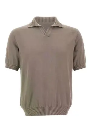 Paul & Shark Ribbed Trim Open Collar Polo Shirt - Neutrals