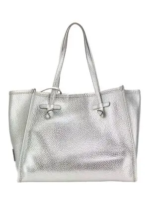 MARCELLA CLUB Grained Leather Shoulder Bag - Silver