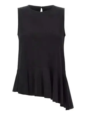 KAOS Ruffled-hem Sleeveless Blouse - Black