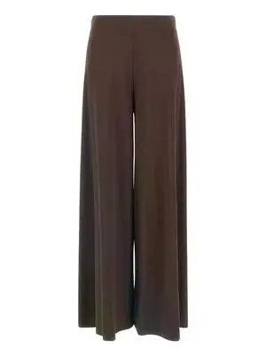 KAOS Elasticated Wide-leg Trousers - Brown