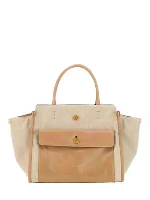 GIANNI CHIARINI Cher Pocket Canvas Leather Tote Bag - Neutrals